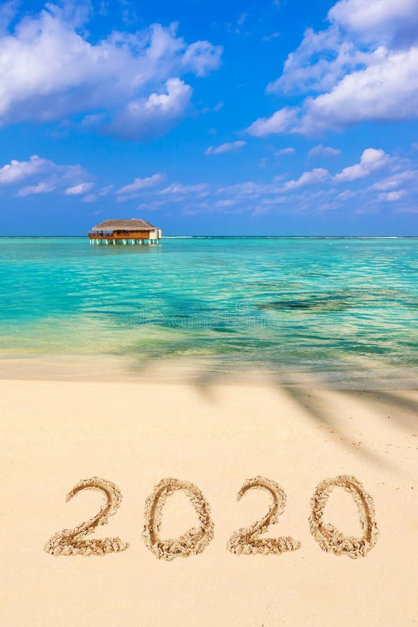 Numbers 2020 on beach stock photo. Image of boat, island - 163646584