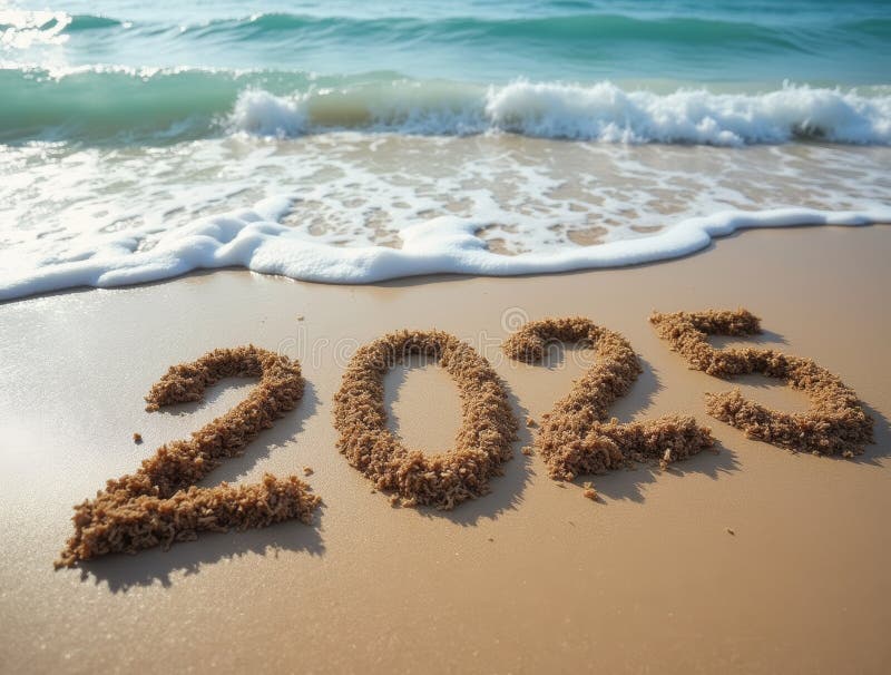 Numbers 2025 on the beach stock photo. Image of shells - 340270006