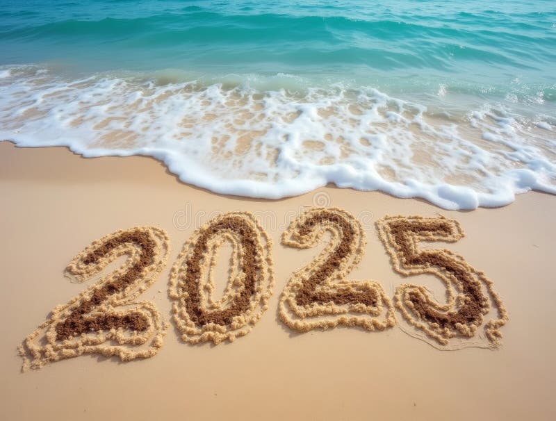 Numbers 2025 on the beach stock image. Image of text - 340270011