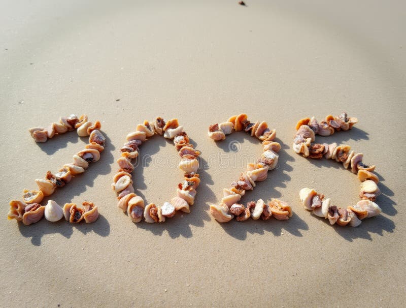 Numbers 2025 on the beach stock image. Image of drops - 340270017