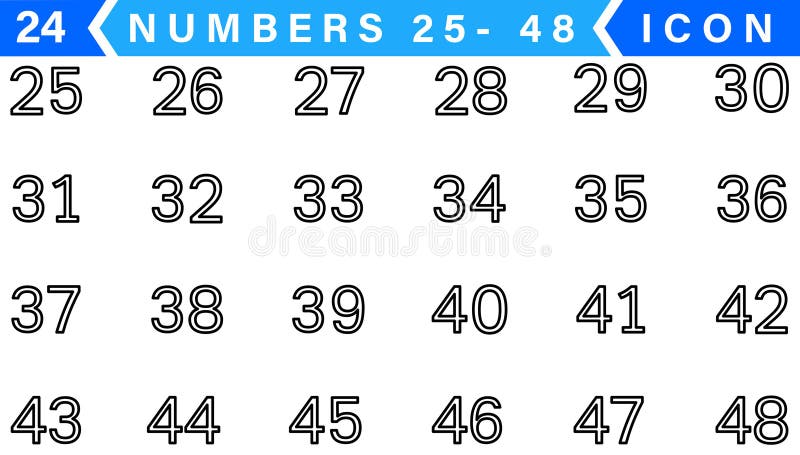 Numbers 25- 48 - Black Circle , Inner White Border with White Numbers ...