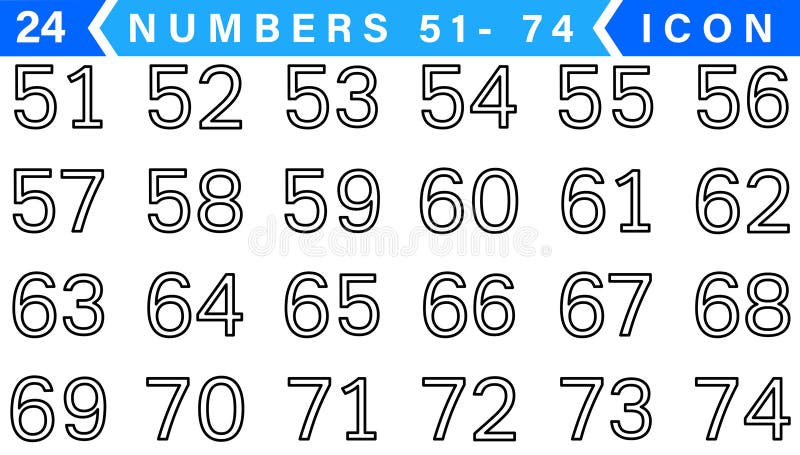 Numbers 51- 74 - Black Circle , Inner White Border with White Numbers ...