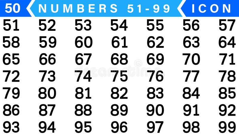 Numbers 50 - 99 - Black Circle , Inner White Border with White Numbers ...