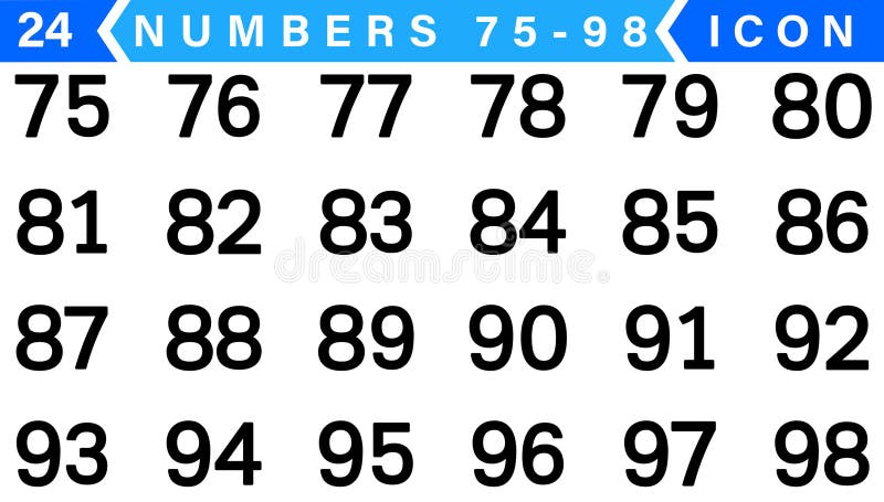 Numbers 75 - 99 - Black Circle , Inner White Border with White Numbers ...