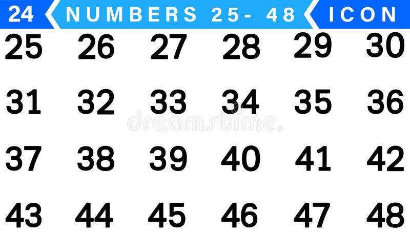 Numbers 25 - 48 - Black Circle , Inner White Border with White Numbers ...