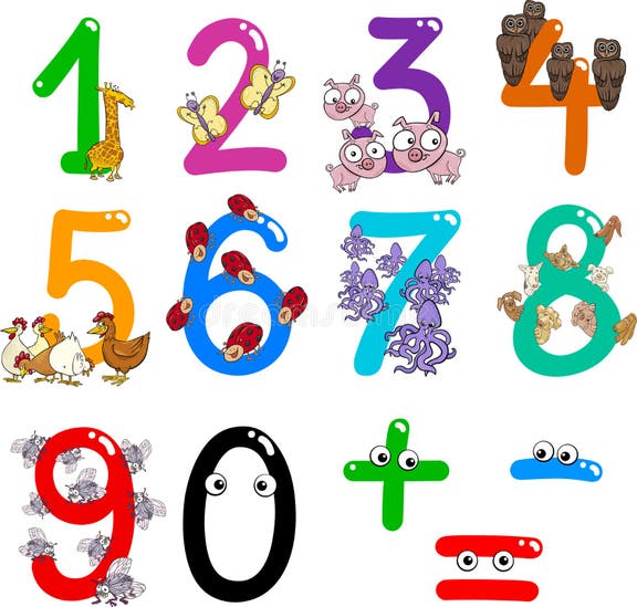 Numbers with Cartoon Animals Stock Vector - Illustration of happy ...