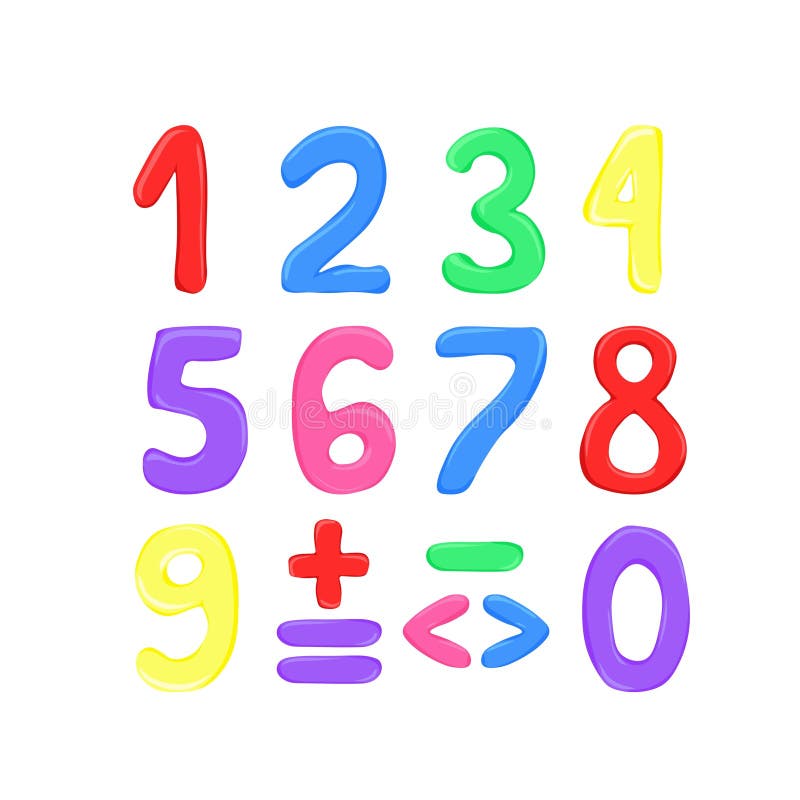 Numbers in Cartoon Style, Colorful Numbers in the Form of Balloons, Fun ...