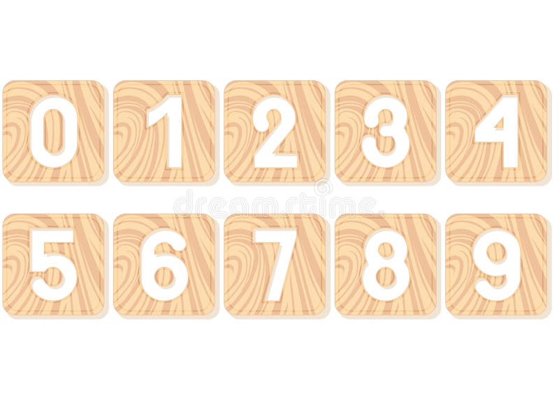 Numbers Carved into Wooden Squares Stock Illustration - Illustration of ...