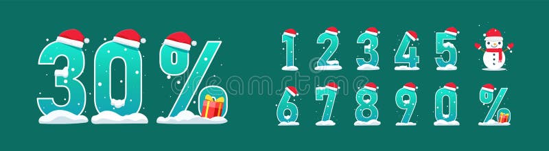 The Numbers with Christmas Hat. Isolated Vector Illustration Stock ...