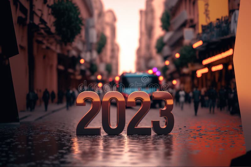 The Numbers 2023 on a City Street Stock Illustration - Illustration of ...