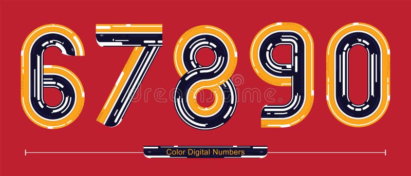 Numbers Color Digatal Style in a Set 67890 Stock Vector - Illustration ...