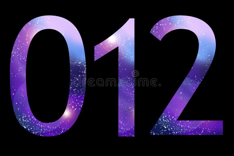 Numbers in the Color of the Galaxy on a Black Background Stock ...