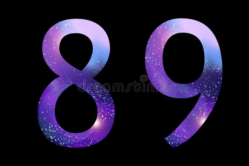 Numbers in the Color of the Galaxy on a Black Background Stock ...