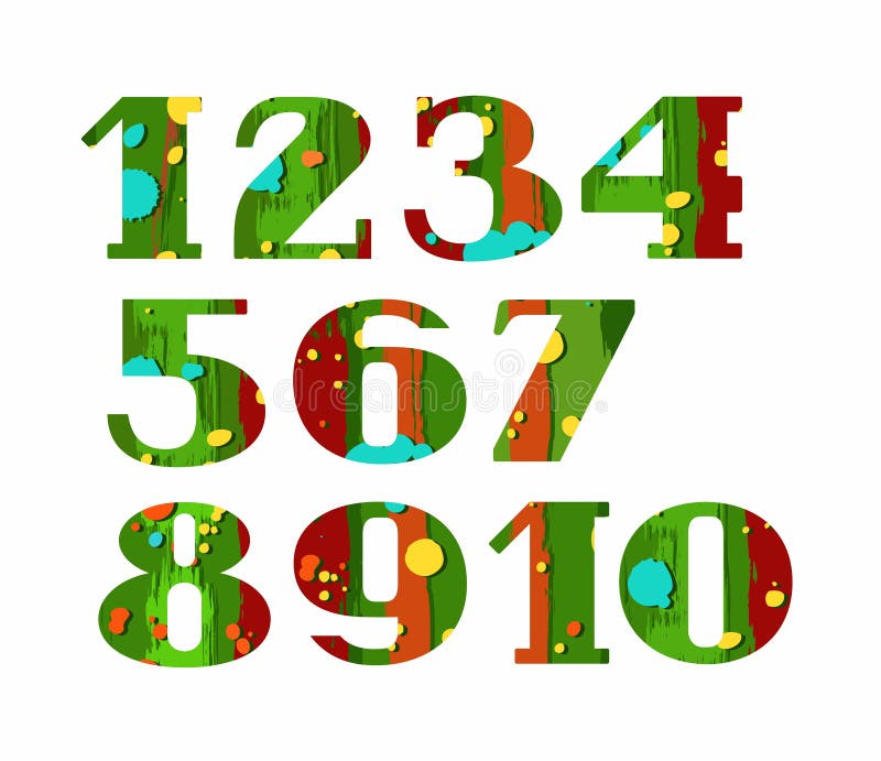 Numbers, Color, Paint and Stain, Vector. Stock Vector - Illustration of ...