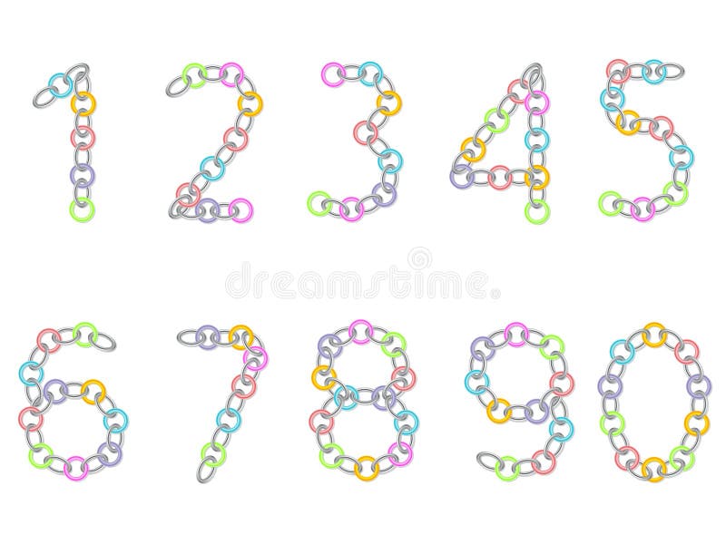 Numbers from Colored and Metallic Chain Stock Vector - Illustration of ...