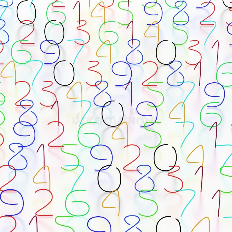 Numbers Colors Luminous in Random Order Stock Illustration ...