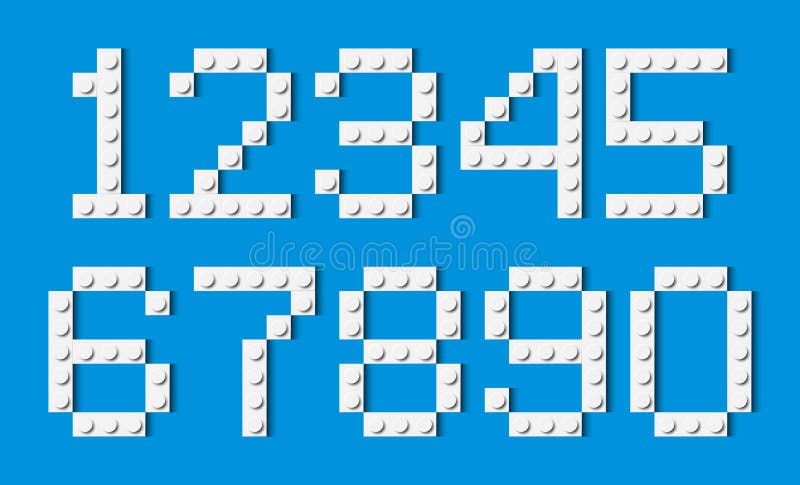 Numbers Composed of White Plastic Brick Toy Blocks on Blue Background ...