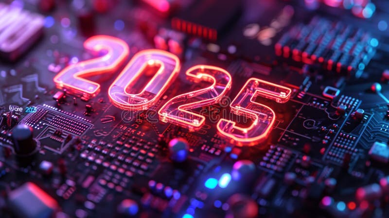 Numbers 2025 on a Computer Board Stock Illustration - Illustration of ...