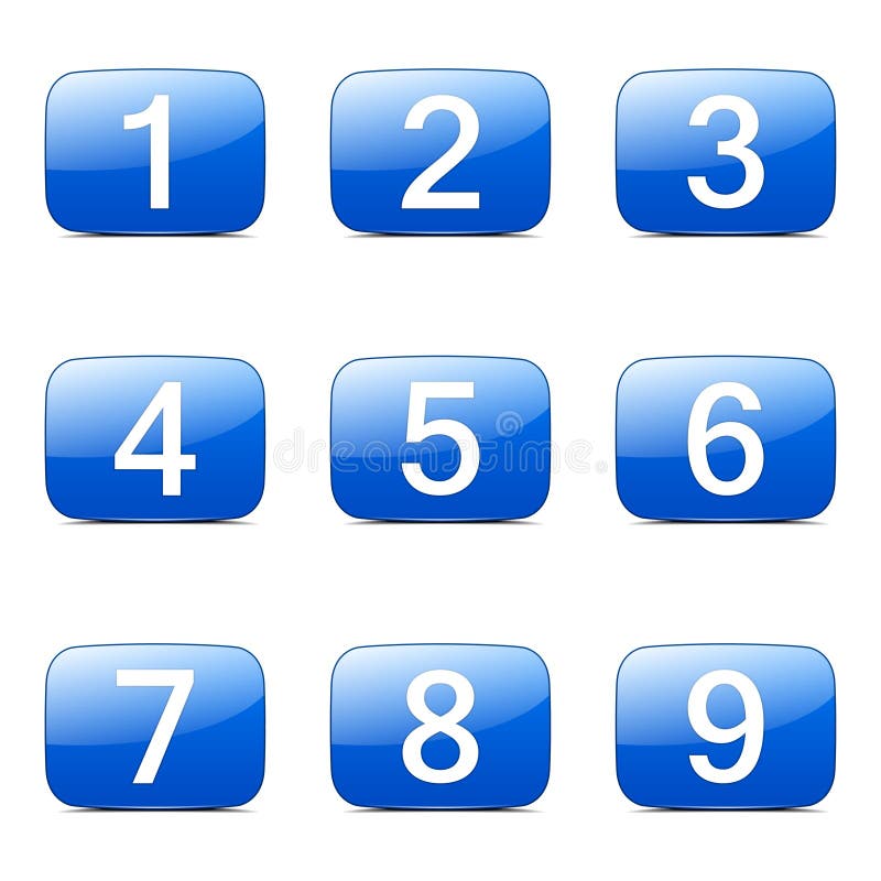 Numbers Counting Square Vector Blue Icon Stock Vector - Illustration of ...