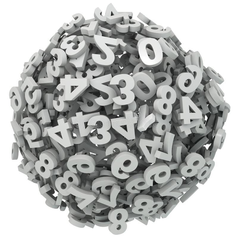 Numbers Crafted Together in Sphere Shape Stock Illustration ...