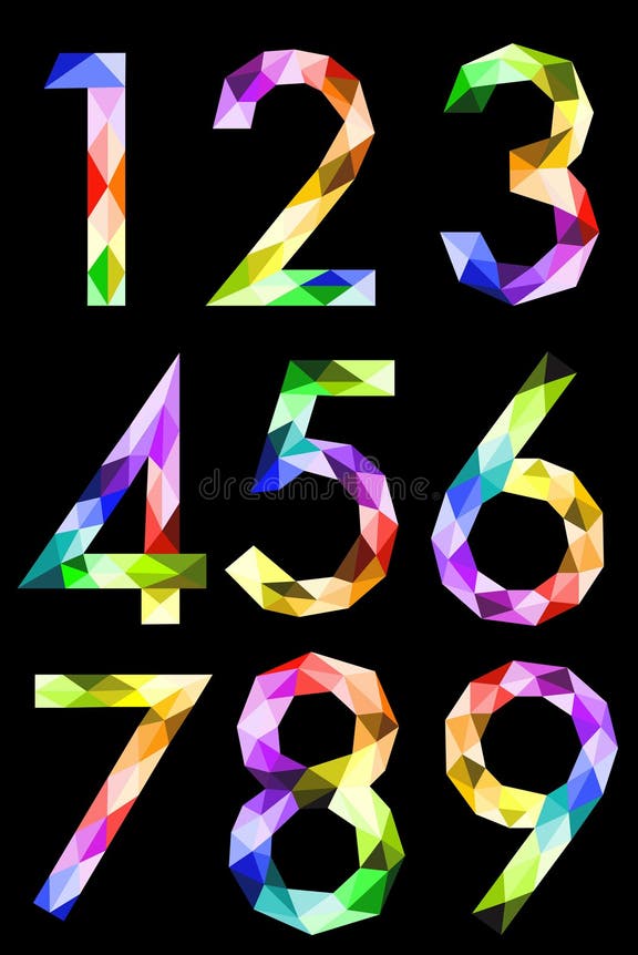 Numbers of Creative Colored Geometric Shape. Bright Numbers Stock ...