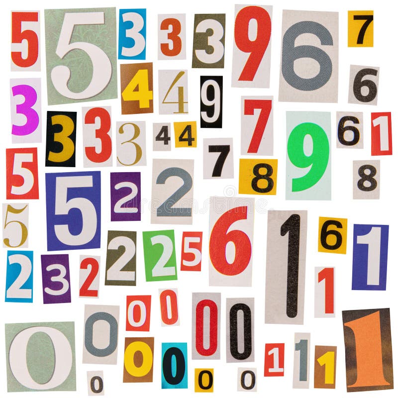 Numbers Cut Out from Newspapers Stock Photo - Image of variety, note ...