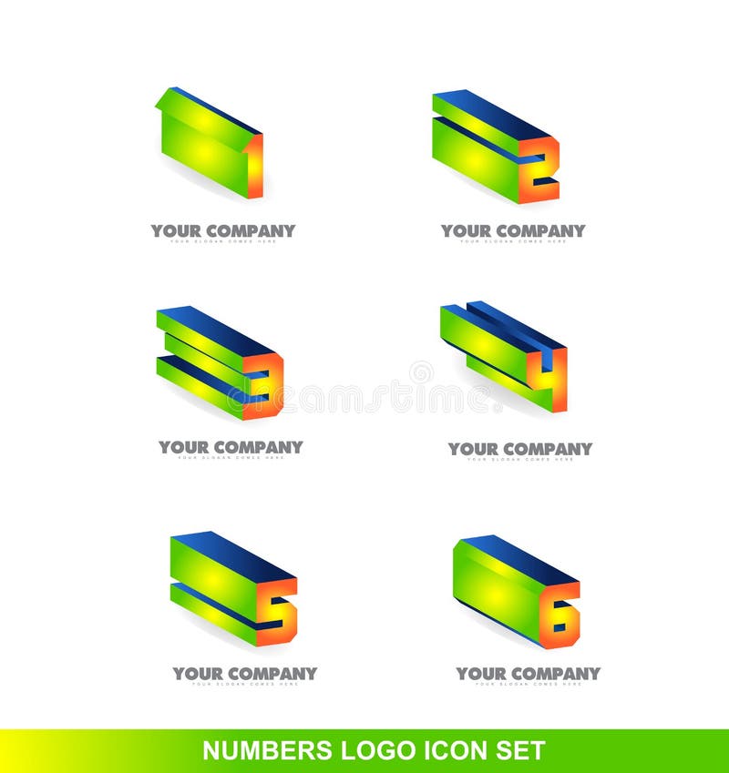 Numbers 3d logo icon set stock vector. Illustration of orange - 58806584