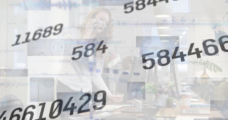 Numbers and Data Image Over Business People Working in Modern Office ...