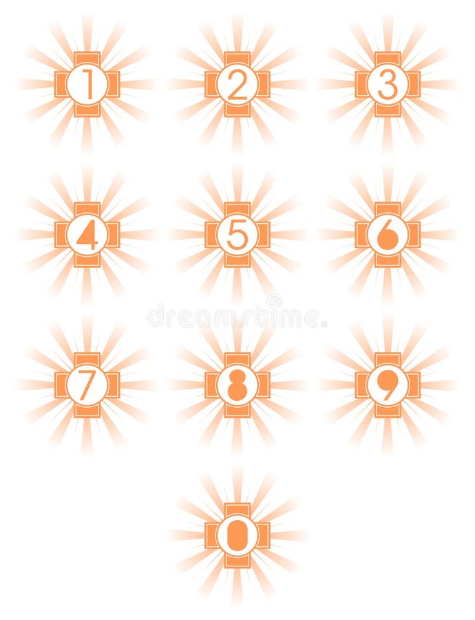 Numbers in Decoration with Rays of Light, Colors, Isolated. Stock ...
