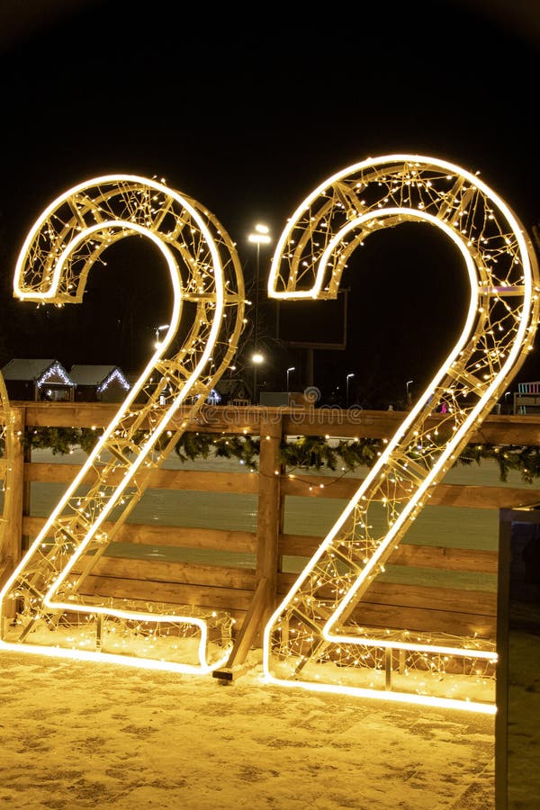 The Numbers 22 are Decorative Made of Festive Garlands on a Dark ...