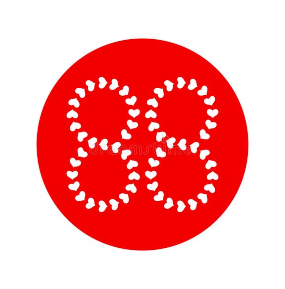Numbers 88 is Designed with Red Hearts Icon Stock Illustration ...