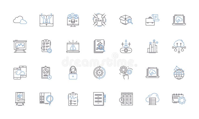 Numbers And Devices Line Icons Collection Digits Calculators Counters Abacus Binary