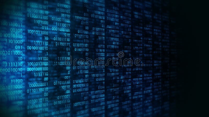 Binary Code Dark Blue Background. Web Online Streaming with Digital ...