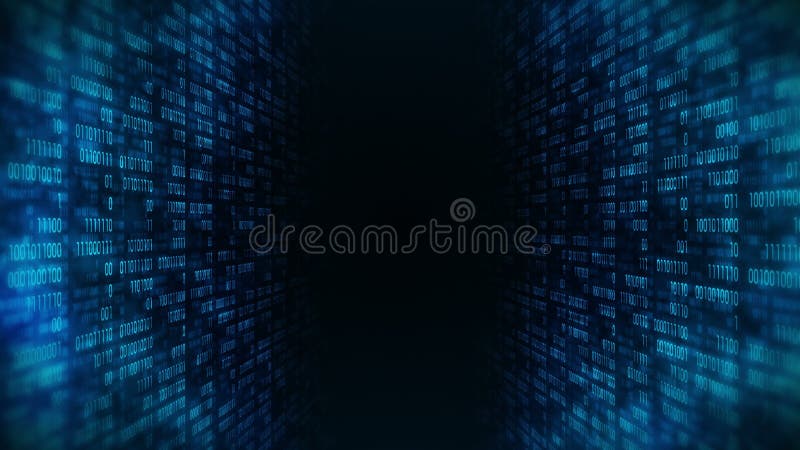 Binary Code Dark Blue Background. Web Online Streaming with Digital ...