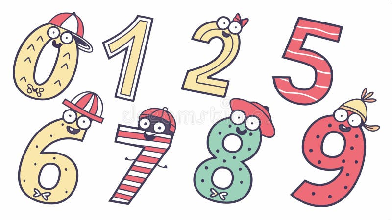 Numbers 0-9 with Dots, Playful Digits Learning Education Kids Design ...