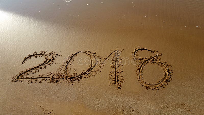 Numbers 2018 Drawn in the Beach Stock Image - Image of natural, concept ...