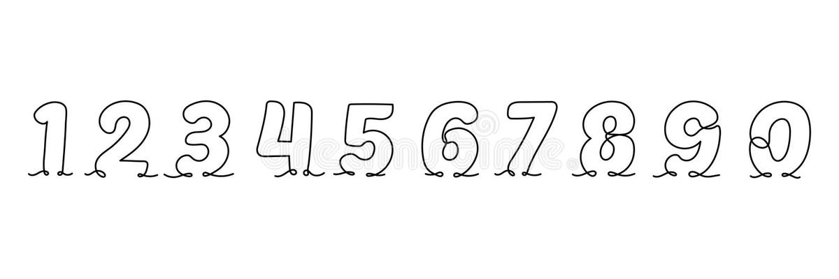 Numbers Continuous Line Drawing Stock Illustrations – 206 Numbers ...