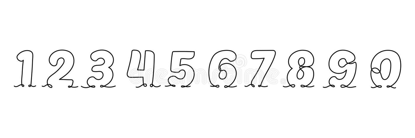 Numbers Continuous Line Drawing Stock Illustrations – 206 Numbers ...