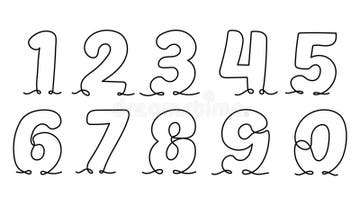 Numbers Continuous Line Drawing Stock Illustrations – 206 Numbers ...