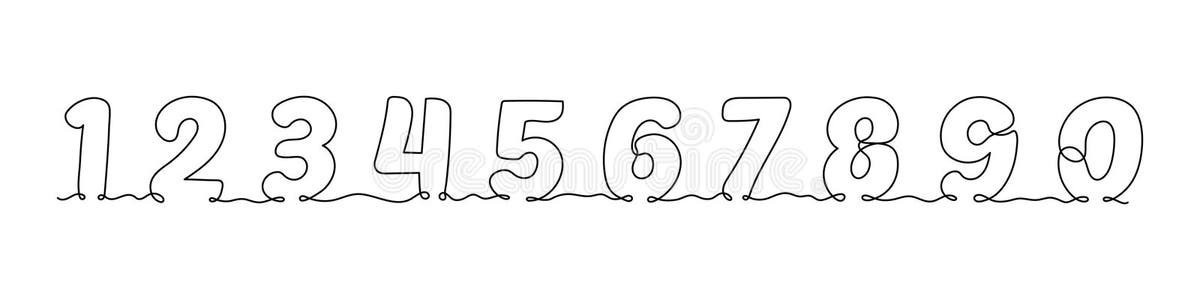 Numbers Continuous Line Drawing Stock Illustrations – 206 Numbers ...
