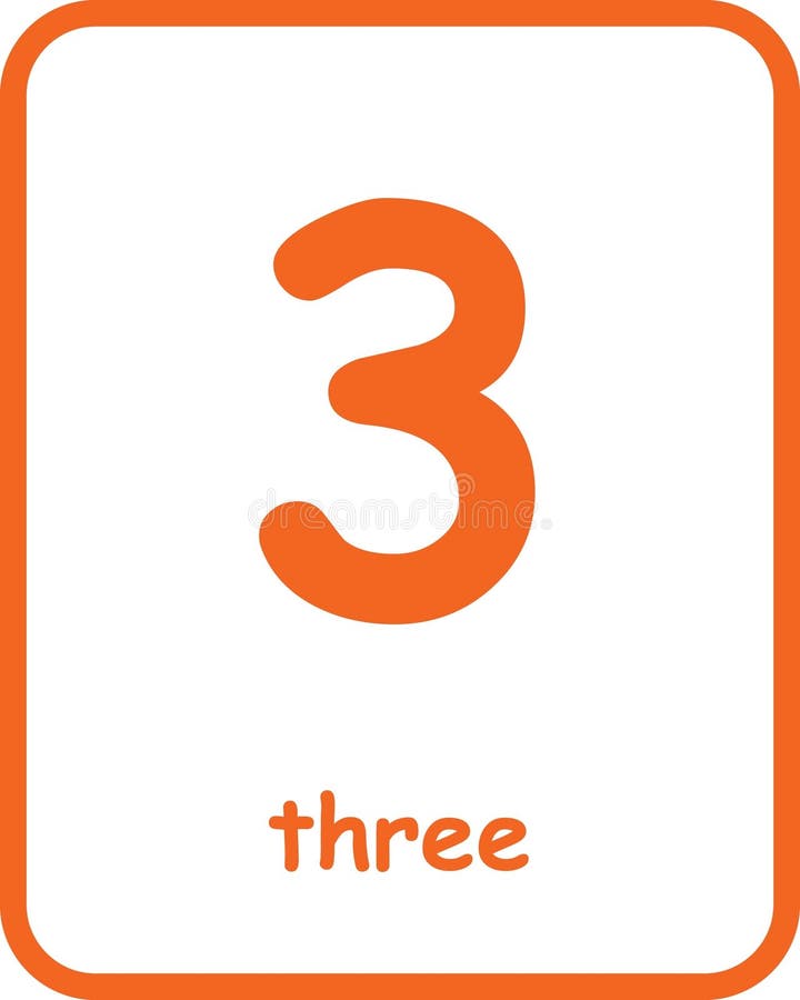 3 Flashcard Numbers for Kids Stock Illustration - Illustration of ...