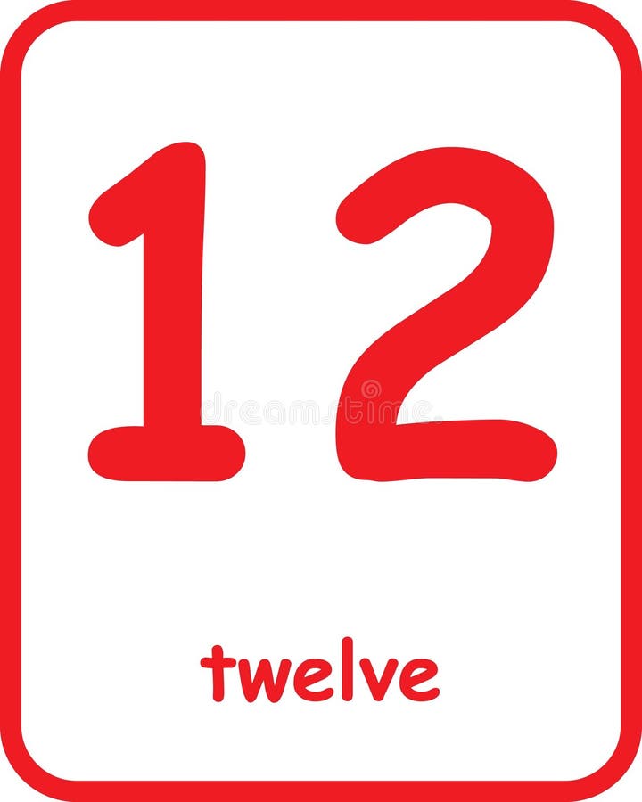 12 Flashcard Numbers for Kids Stock Illustration - Illustration of math ...