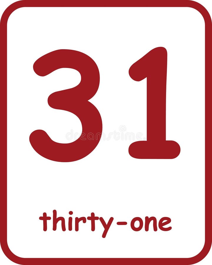 31 Flashcard Numbers for Kids Stock Illustration - Illustration of ...