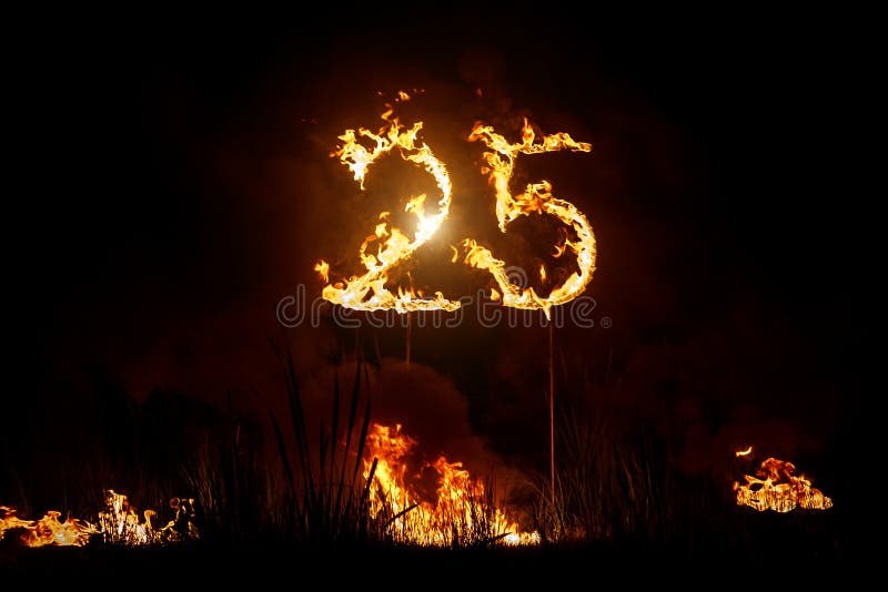 Numbers 25 on Fire. Burning Digits. Twenty Five. Stock Image - Image of ...