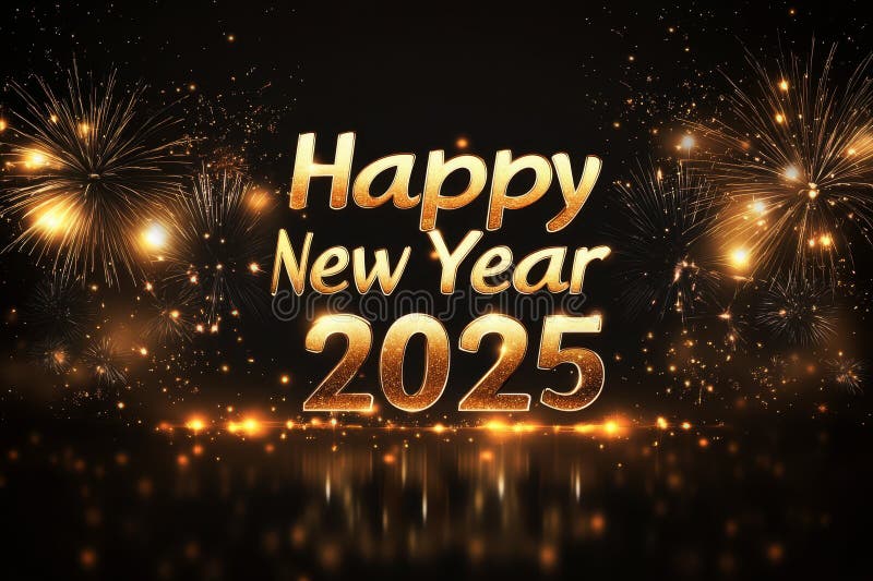 Numbers 2025 with Fireworks on a Black Background. Happy New Years Concept Stock Image - Image ...