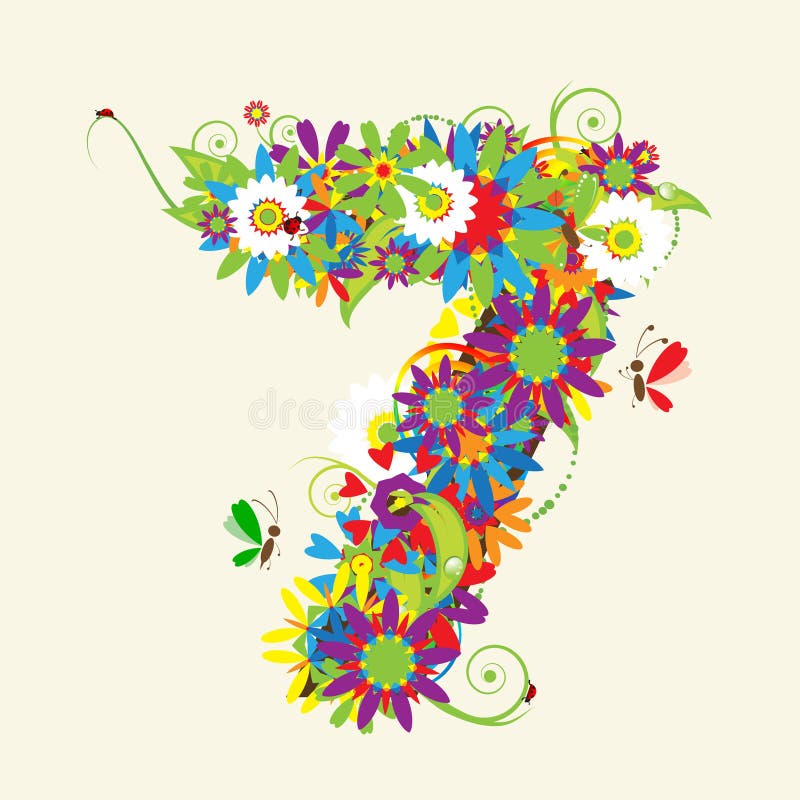 Numbers, floral design. stock vector. Illustration of learning - 13501262