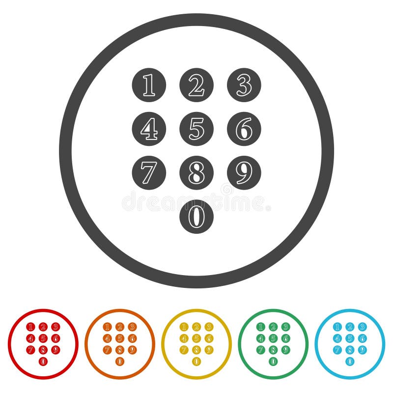 Numbers Font Icon Set. Set Icons in Color Circle Buttons Stock Vector - Illustration of chart ...