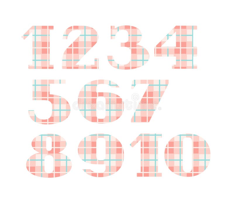 Numbers, Font, Plaid, Pink, Vector. Stock Vector - Illustration of ...