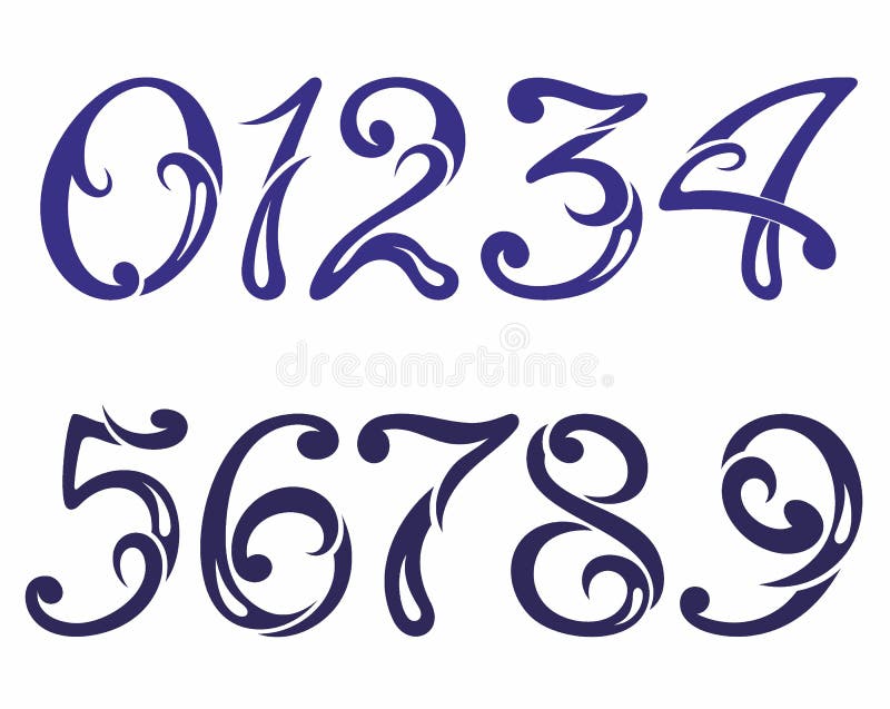 Numbers. Font, Type. Typeface of Vector Alphabet Numbers . Vector ...