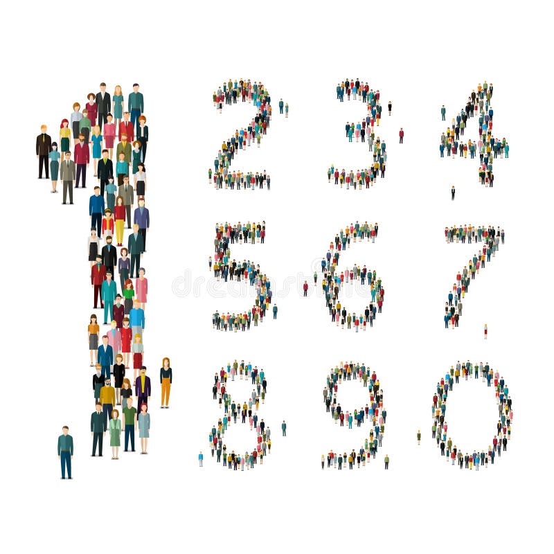 Numbers Formed Out of People. Top View Stock Vector - Illustration of ...